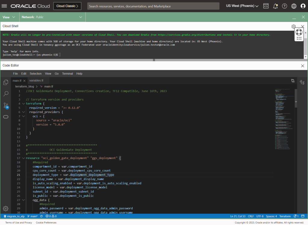 Using Terraform with OCI GoldenGate