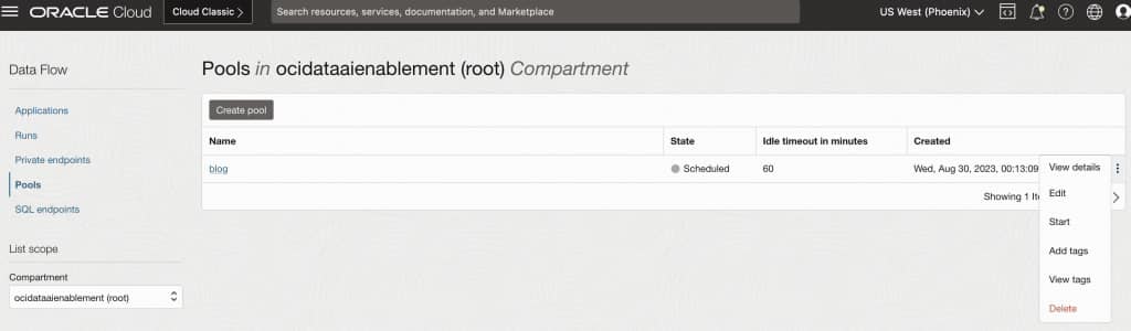 Introducing OCI Data Flow pools