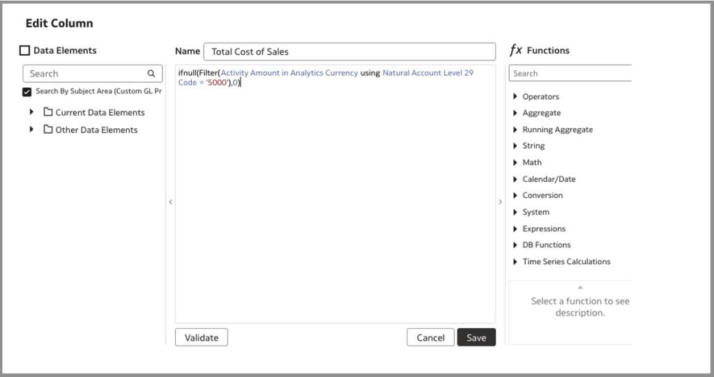 Create Custom General Ledger Metrics Based on Hierarchy in Oracle Fusion Analytics
