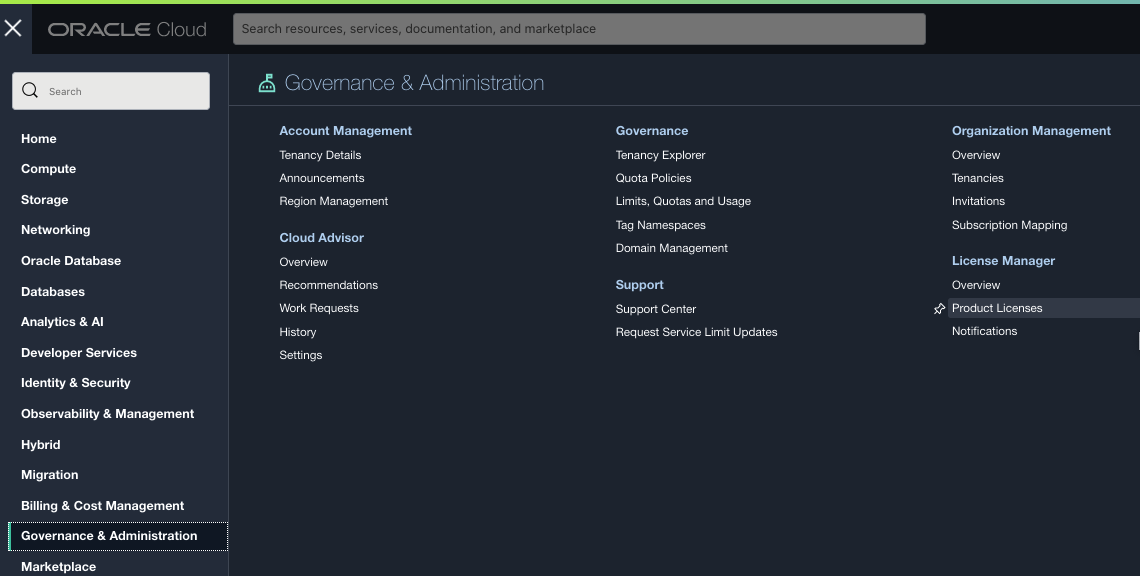 License Manager for Oracle Cloud Infrastructureの発表