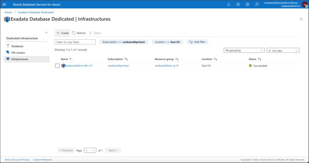 Oracle Database Service for Microsoft AzureでExadata Database Service開始