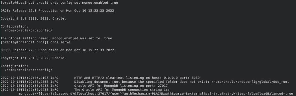Installing Database API for MongoDB for any Oracle Database