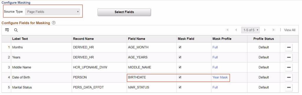 Configure Data Masking Using Page and Field Configurator