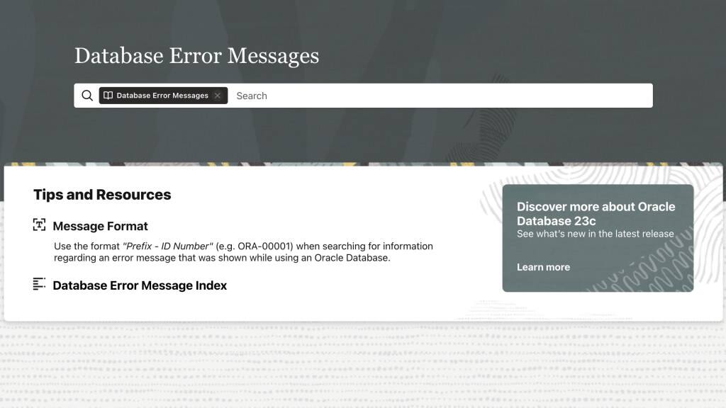 Introducing The Oracle Database Error Help Portal