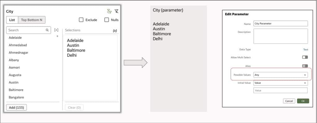 Pass filter values to parameters for dynamic data manipulation