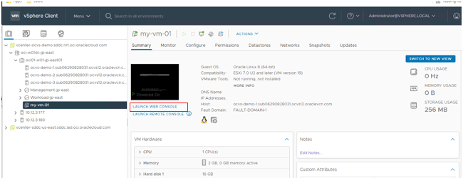 Connect from an Oracle Cloud VMware Solution virtual machine to Oracle ...