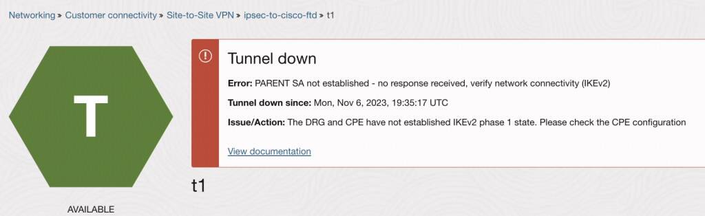 Troubleshooting IPSec VPN Connections using IKEv2 in OCI