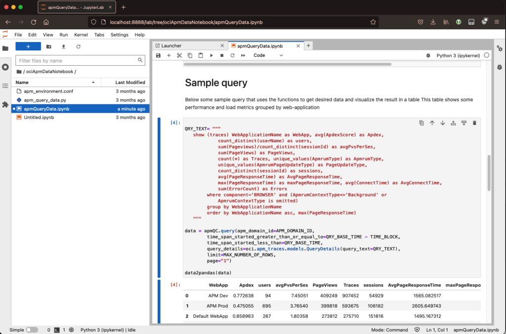 Jupyter Notebook Integration With Oci Application Performance Monitoring