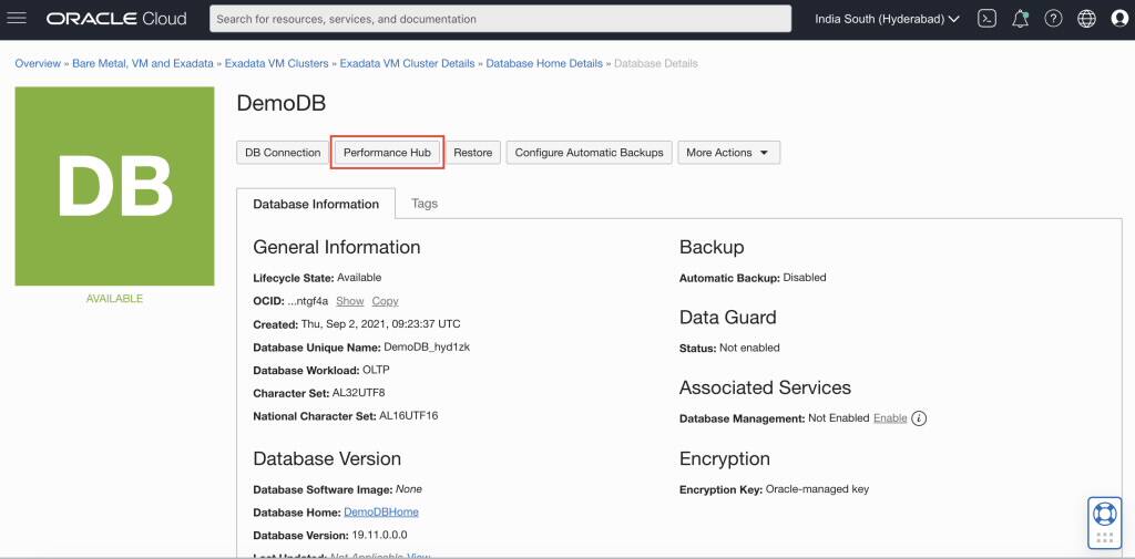 Metrics and Performance Hub for ExaCS and DBCS