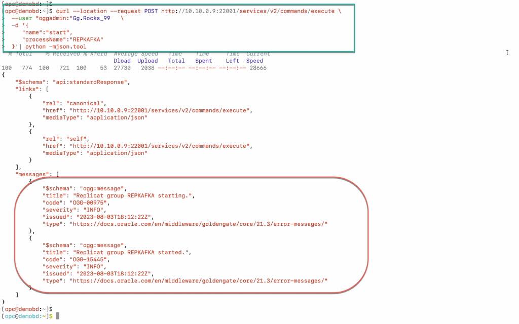 GoldenGate REST API's Call to replicate the data to Oracle Cloud Infrastructure (OCI) Streaming ...