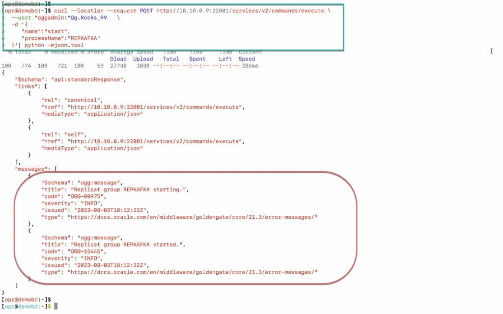 Goldengate Rest Apis Call To Replicate The Data To Oracle Cloud