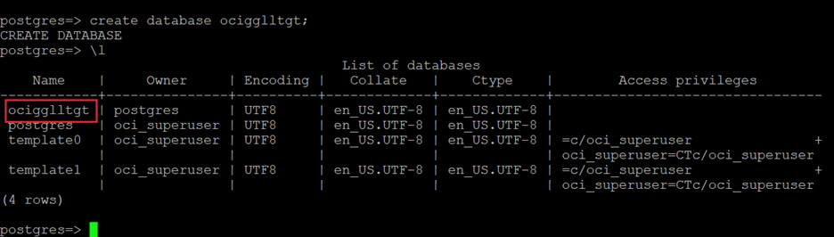 Oci Goldengateを使用して、オンプレミスのpostgresqlデータベースをoci Database With