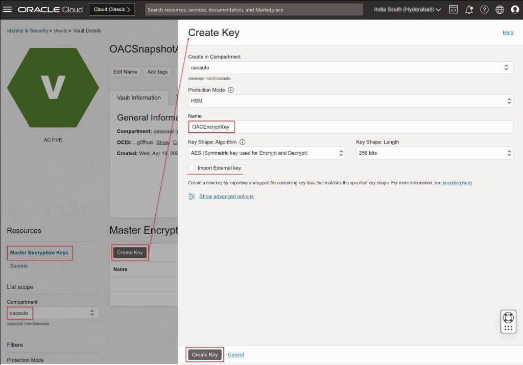 Use encrypted values from Oracle Cloud vaults and secrets in Oracle Analytics Cloud migration ...
