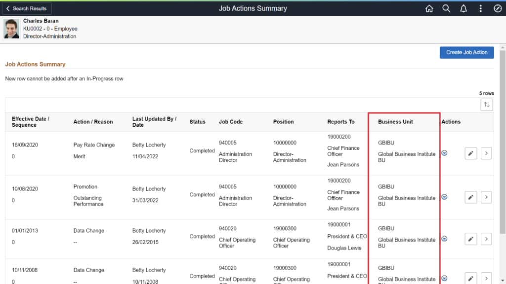 Job Data Modernization: Configure Job Actions Summary with PeopleSoft HCM Image 40
