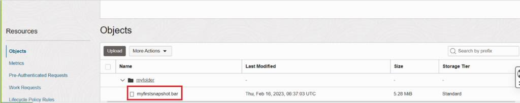 Generate OAC Snapshot using REST API