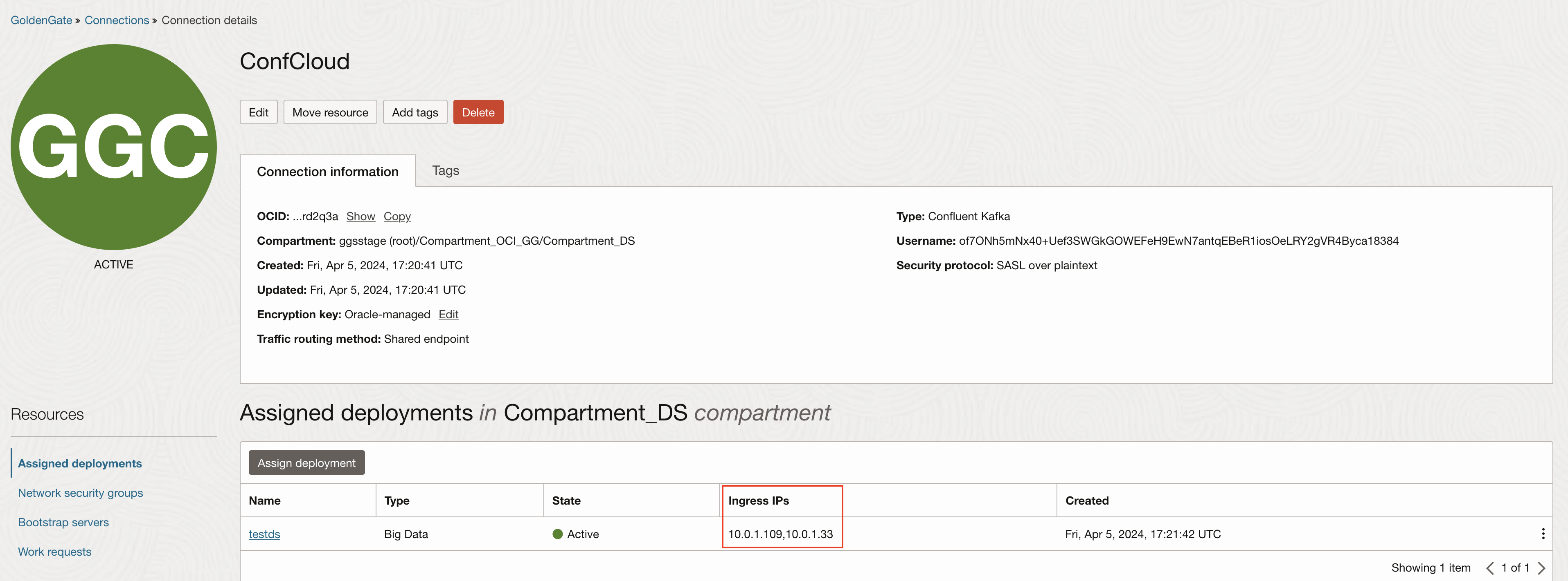 Connecting OCI GoldenGate to Confluent Cloud Private Endpoints
