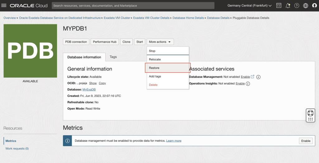 Exadata Database ServiceとBase Database ServicesのPDB管理の機能拡張