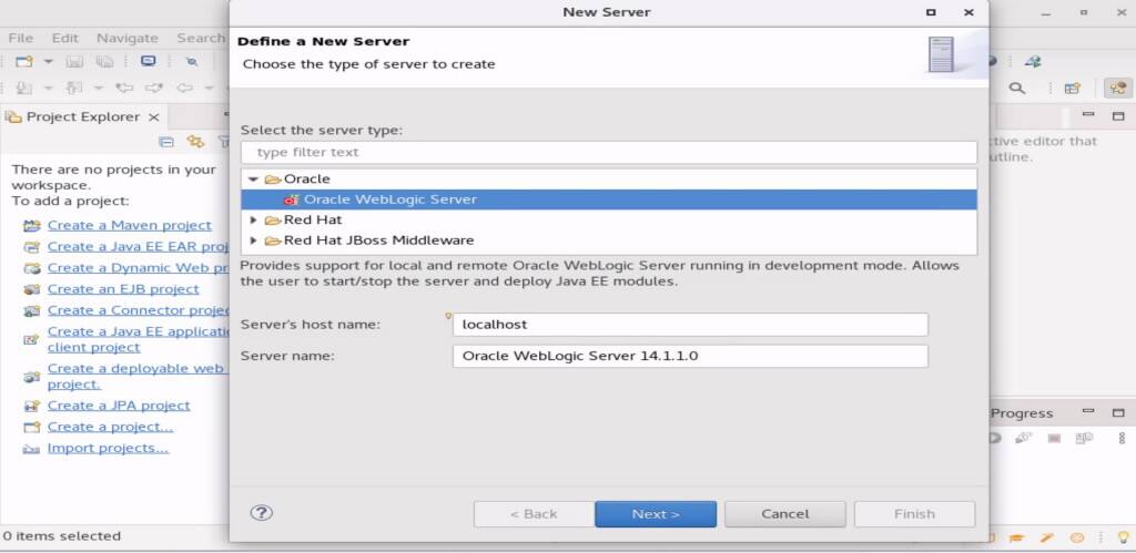 Java EE開発者向けのEclipse IDEでWebLogic Server 14