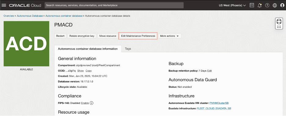 Autonomous Container Database Version Control