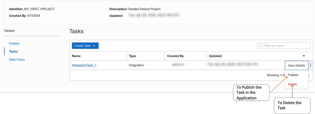 Integration Tasks In Oracle Cloud Infrastructure Oci Data Integration