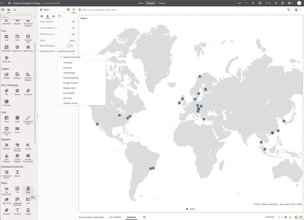Enhance Oracle Analytics with a tiled web map background