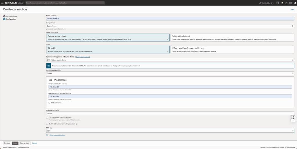 Connecting two OCI Regions using Equinix Network EDGE Virtual Device – OCI side configuration