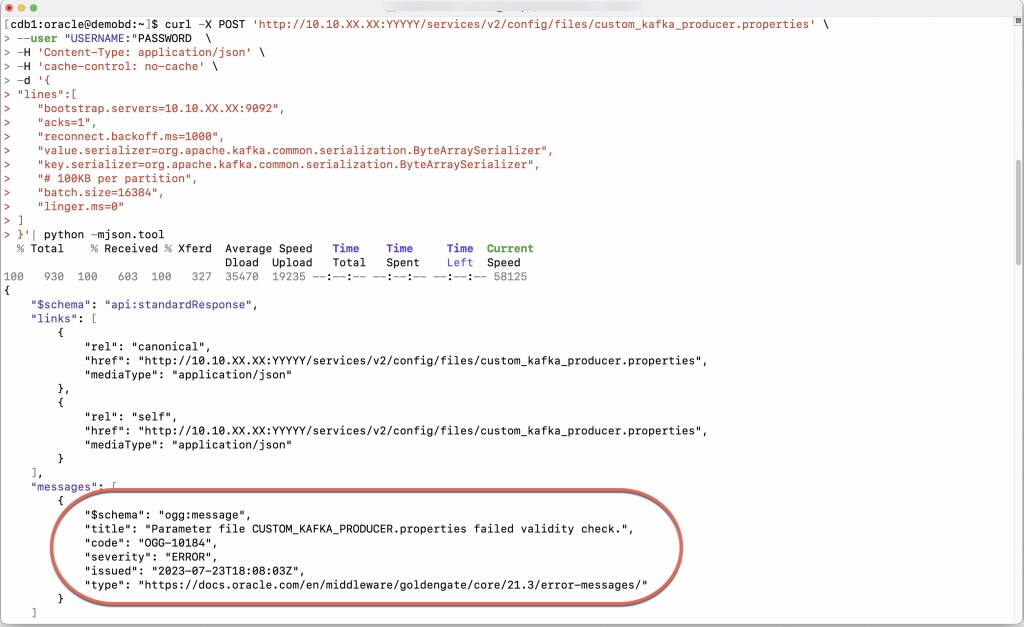 GoldenGate REST API's Call to replicate the data to Oracle Cloud Infrastructure (OCI) Streaming ...