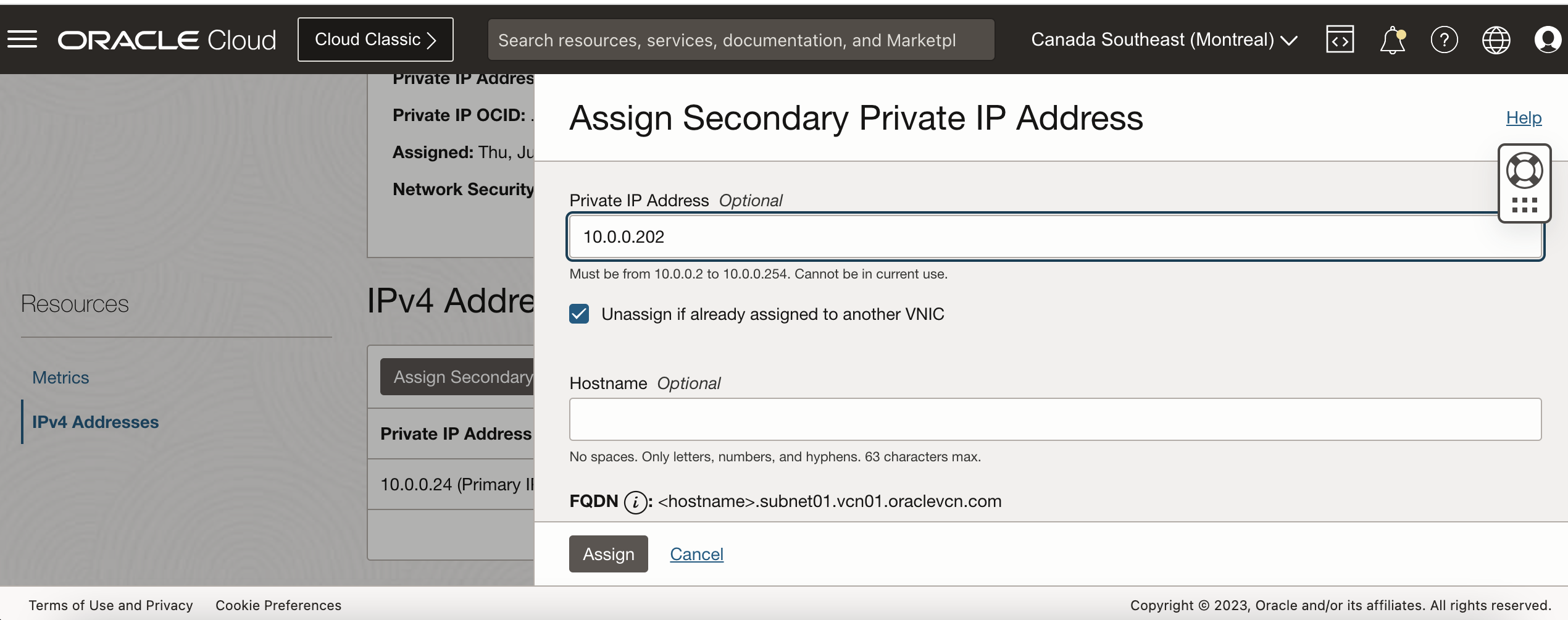 IAM Policy for Moving a Secondary Private IP Address to a Different VNIC in OCI