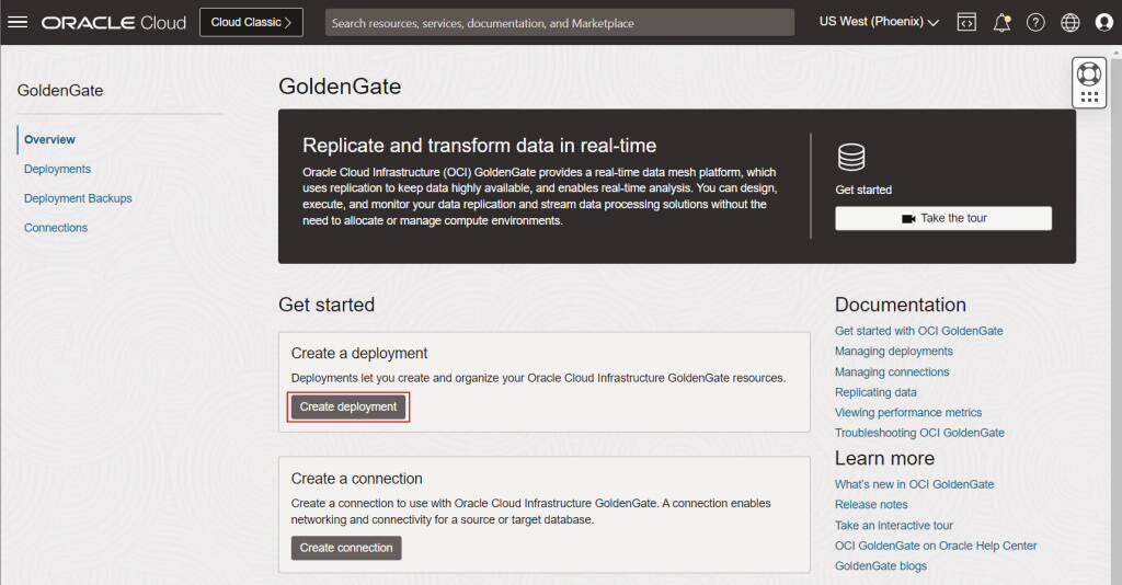 Get Started With Oci Goldengate Data Transforms 15 Deployment Creation