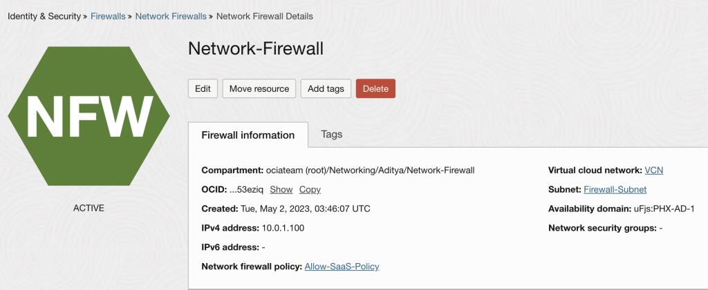 Selective access to SaaS services using OCI Network Firewall
