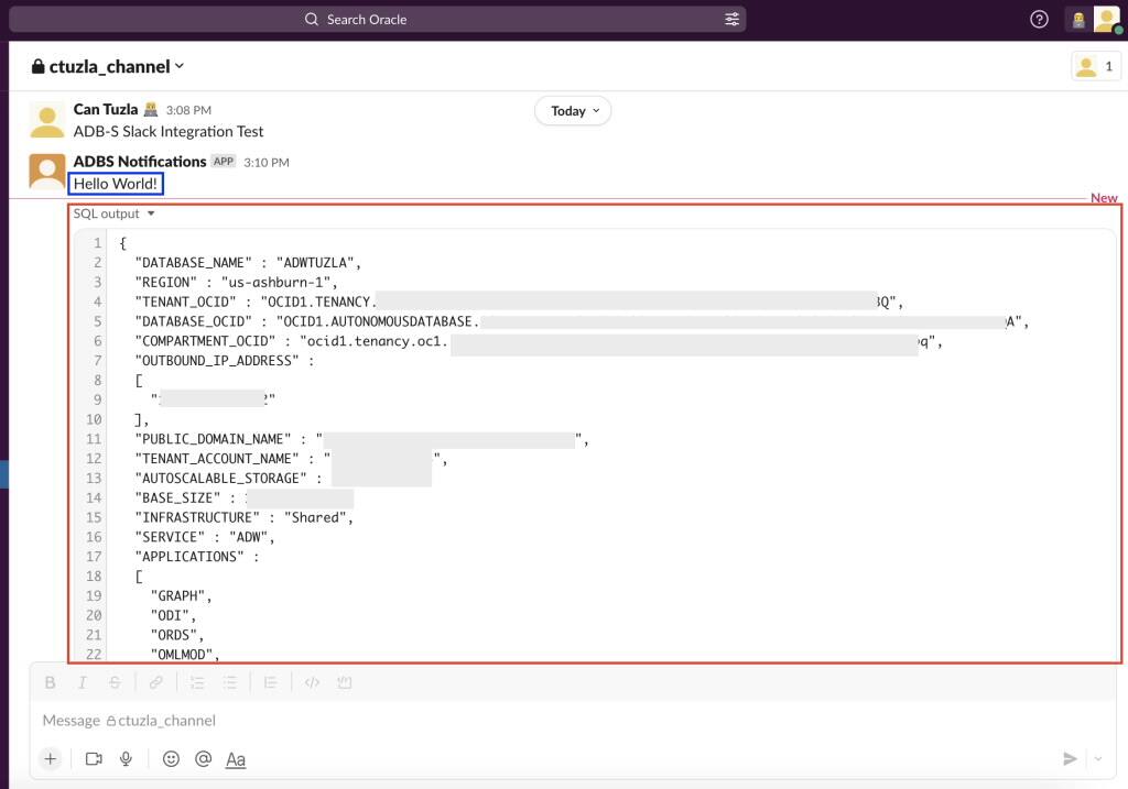 How to Send Messages, Alerts, or Query Results from your Autonomous Database to a Slack Channel