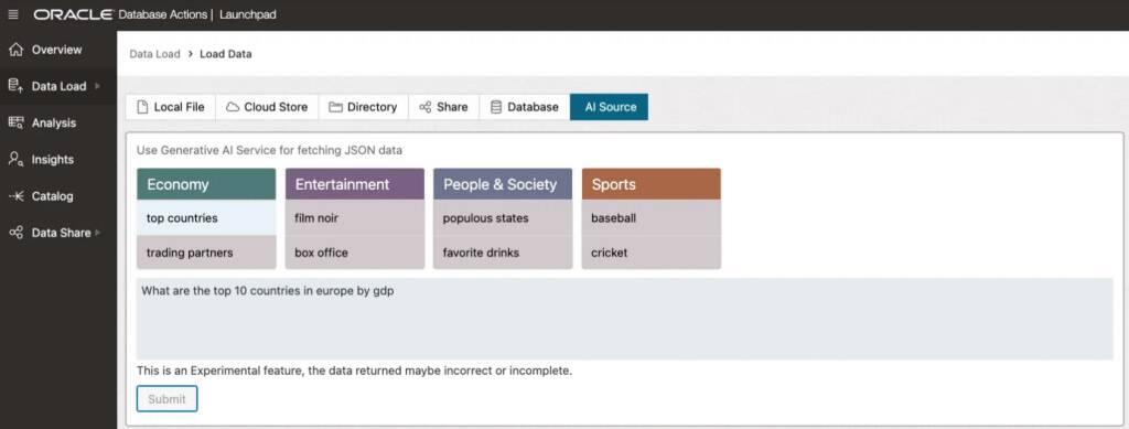 New Data Loading experience in Autonomous Database Data Studio