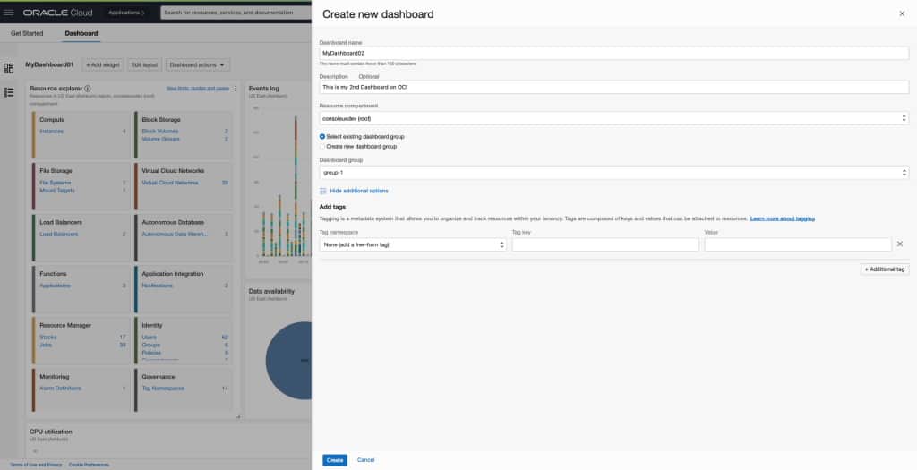 Introducing Dashboards for the Oracle Cloud Console