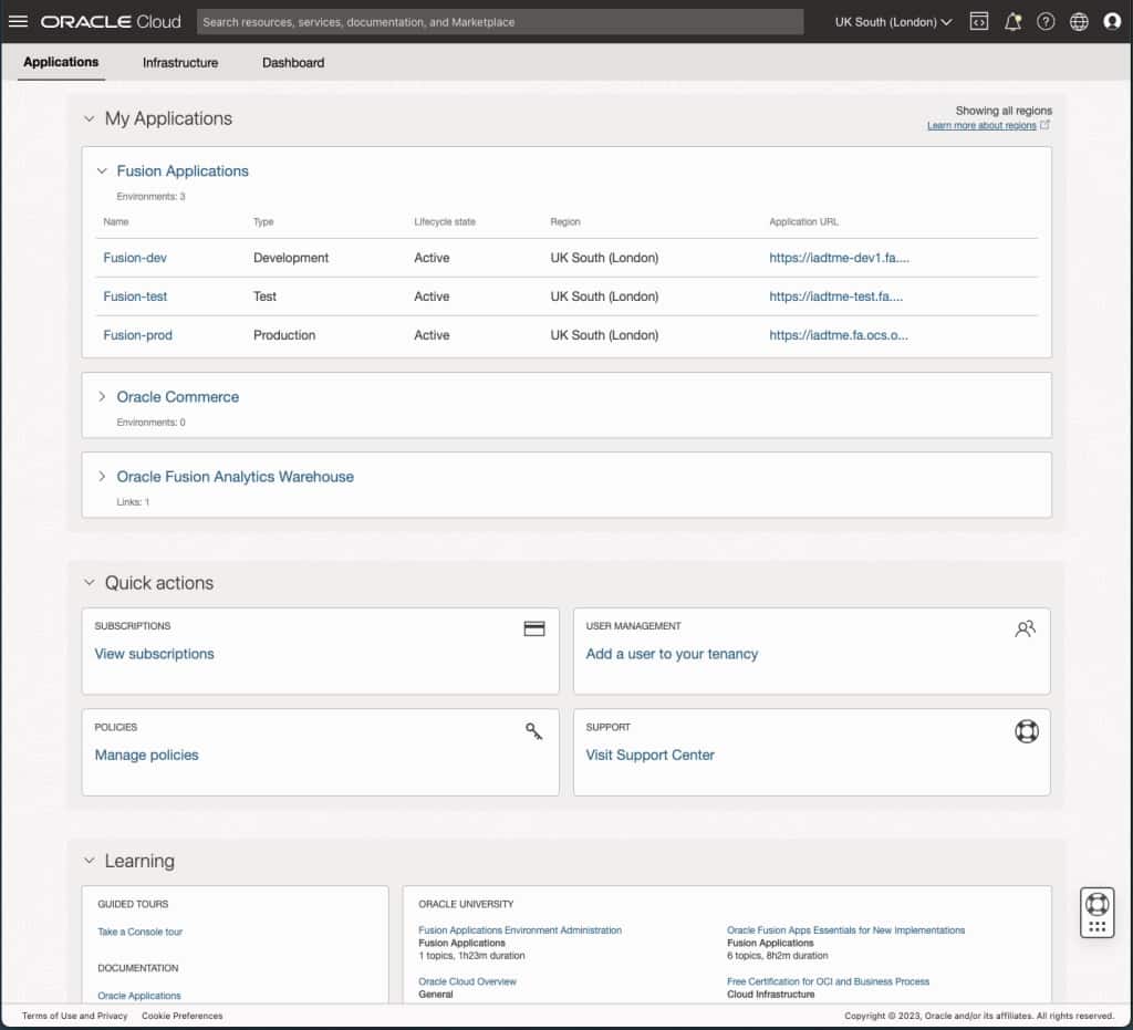 Modernization of Fusion lifecycle management in the Oracle Cloud Console