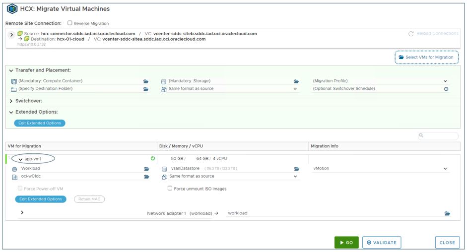 Migrate VMware workloads from on-premises data centers to Oracle Cloud VMware Solution using ...