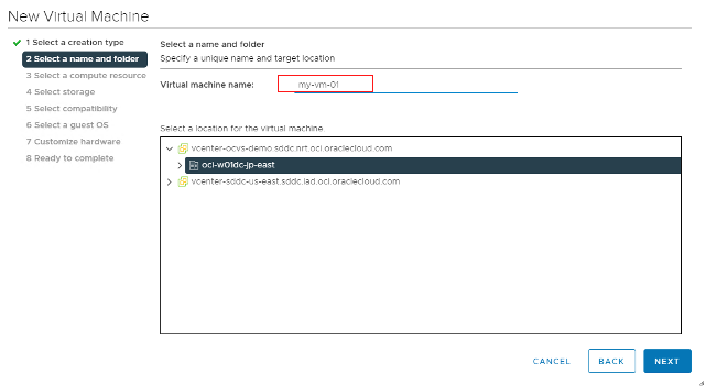 Connect from an Oracle Cloud VMware Solution virtual machine to Oracle ...