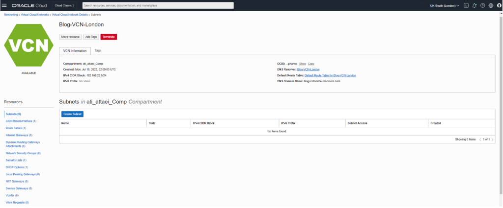 OCI Public and Private Subnets in Association with Internet and NAT ...