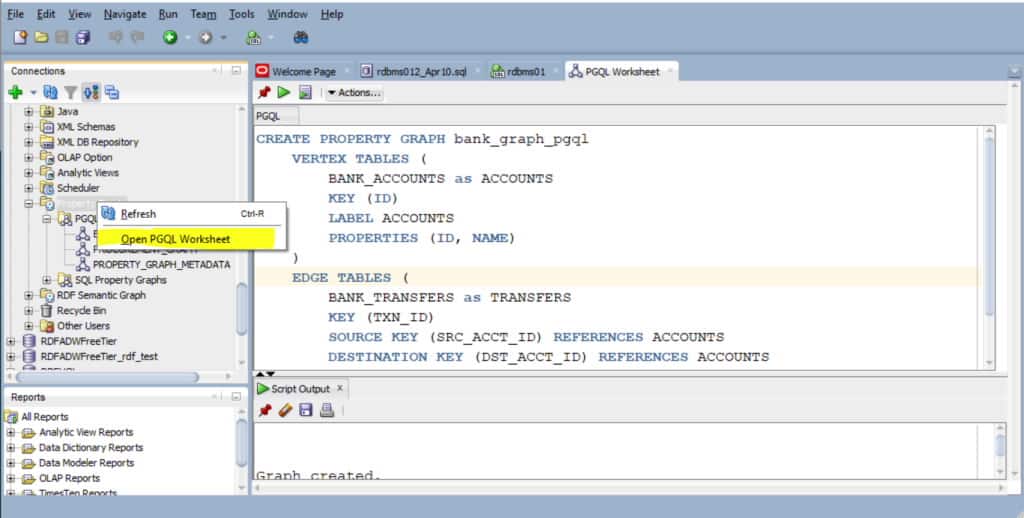 Property Graphs in SQL Developer release 23.1 Property Graphs in SQL Developer release 23.1