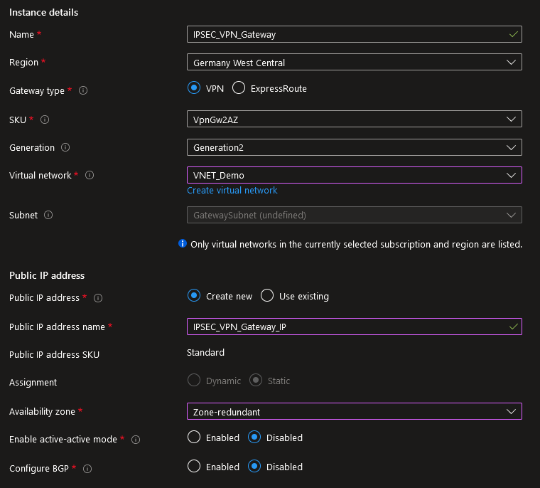 IPSEC over OCI to Azure Interconnect