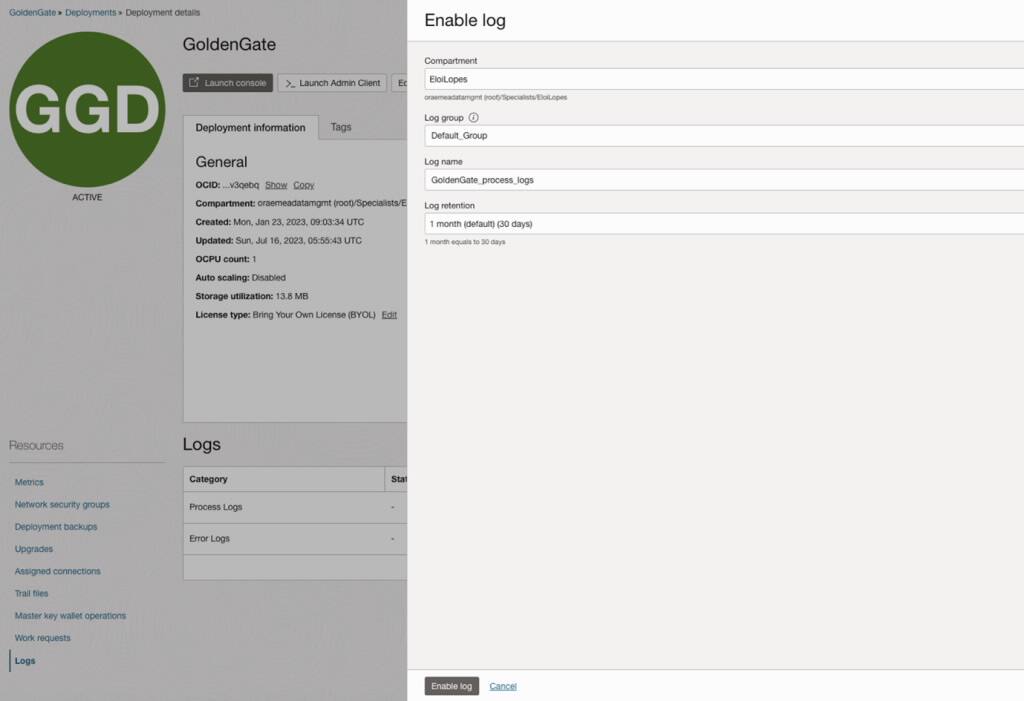 Access Oci Goldengate Logs Using Oci Logging