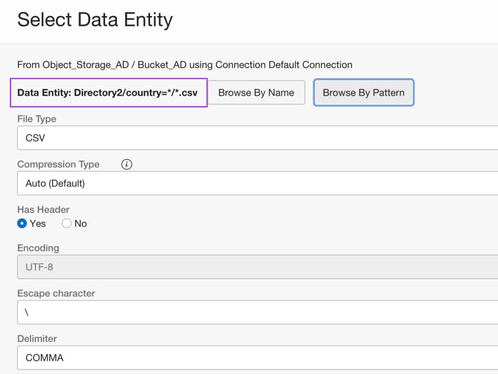 File Patterns In Oracle Cloud Infrastructure Oci Data Integration