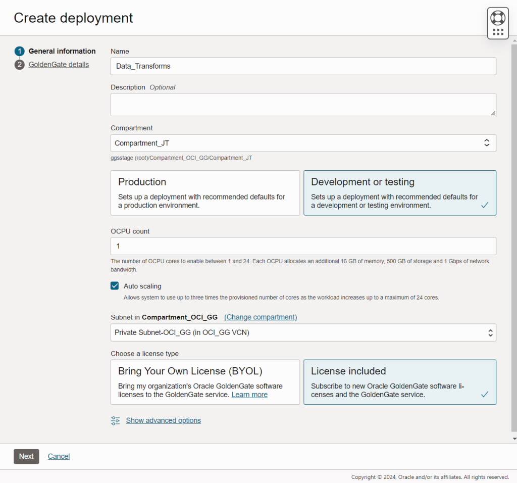 Get Started With Oci Goldengate Data Transforms 15 Deployment Creation