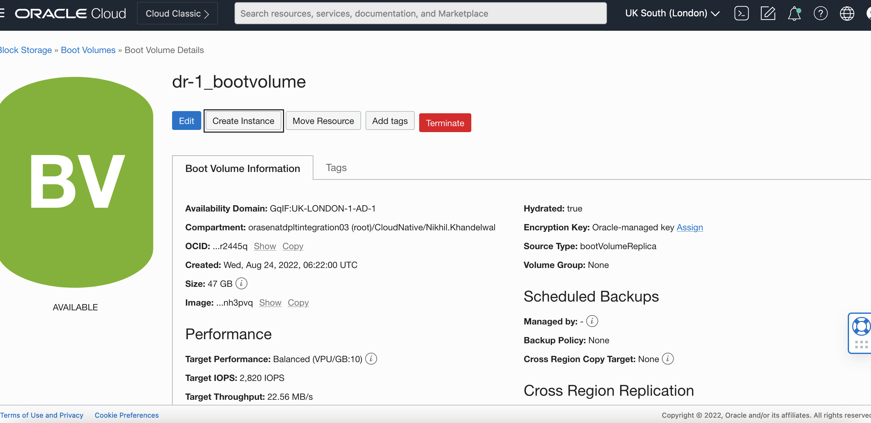 Using a cross-region replication setup for multiregion disaster recovery in OCI Compute instances