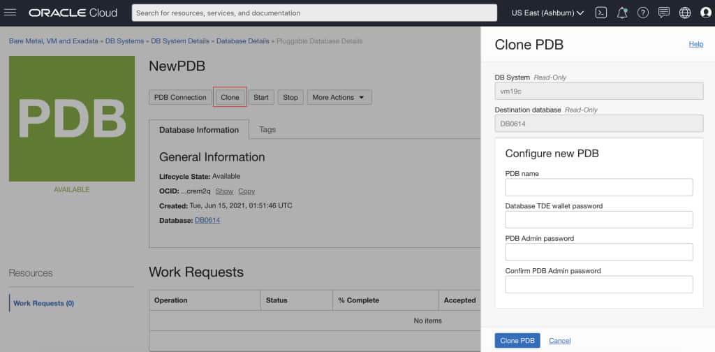 PDB Management on Database Cloud Service