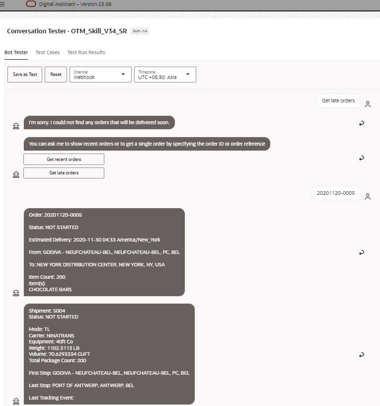 OTM Logistics Digital Assistant using Fusion Paired ODA instance
