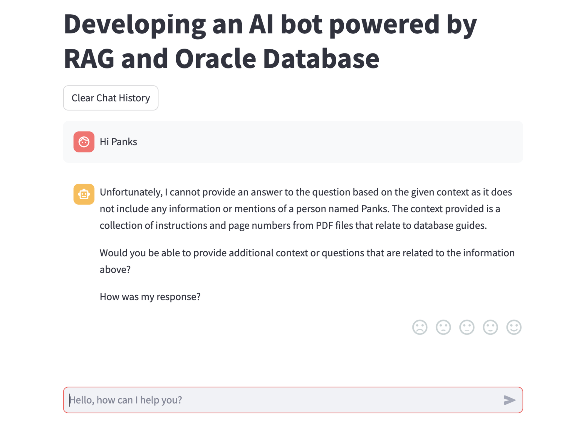 Developing an AI bot powered by RAG and Oracle Database | developers