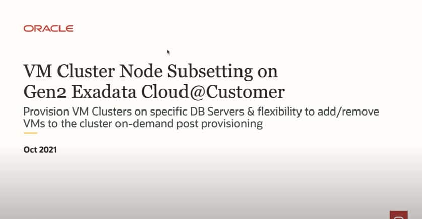 Gen2 Exadata Cloud@Customer で VM Cluster Node Subsetting が利用可能になりました ...