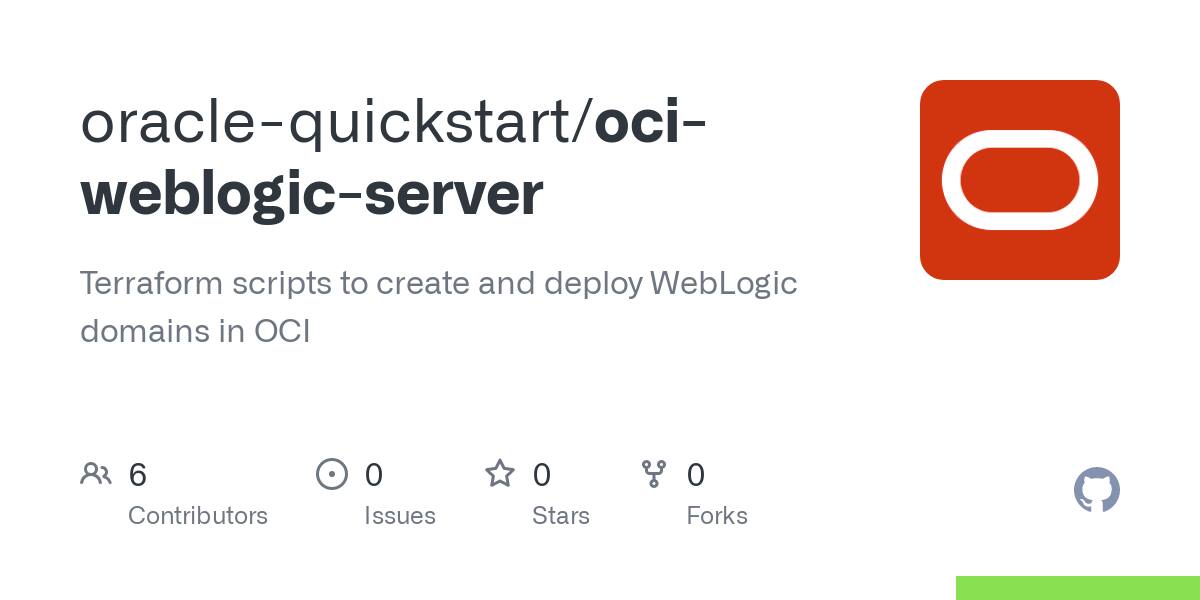 Oracle WebLogic Server for OCIスタックがGitHubから利用可能に | oracle4engineer