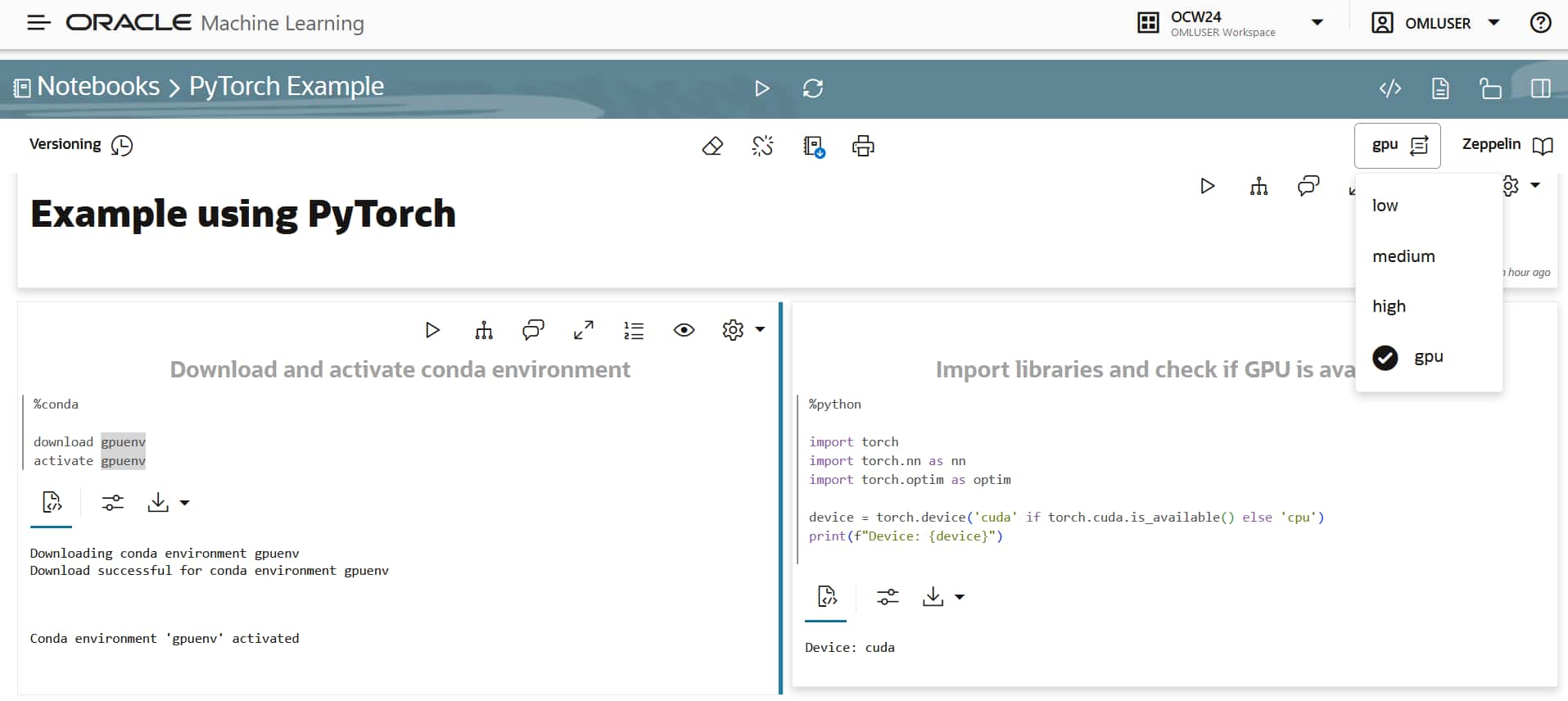 Announcing GPU support for Oracle Machine Learning Notebooks on Autonomous Database | cloud ...